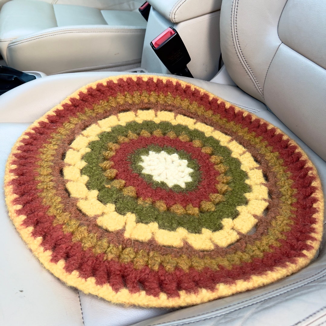 Car Wool Seat Cushion, Floor Seating, Bench Seat Pad, Crochet Seat Mat ...