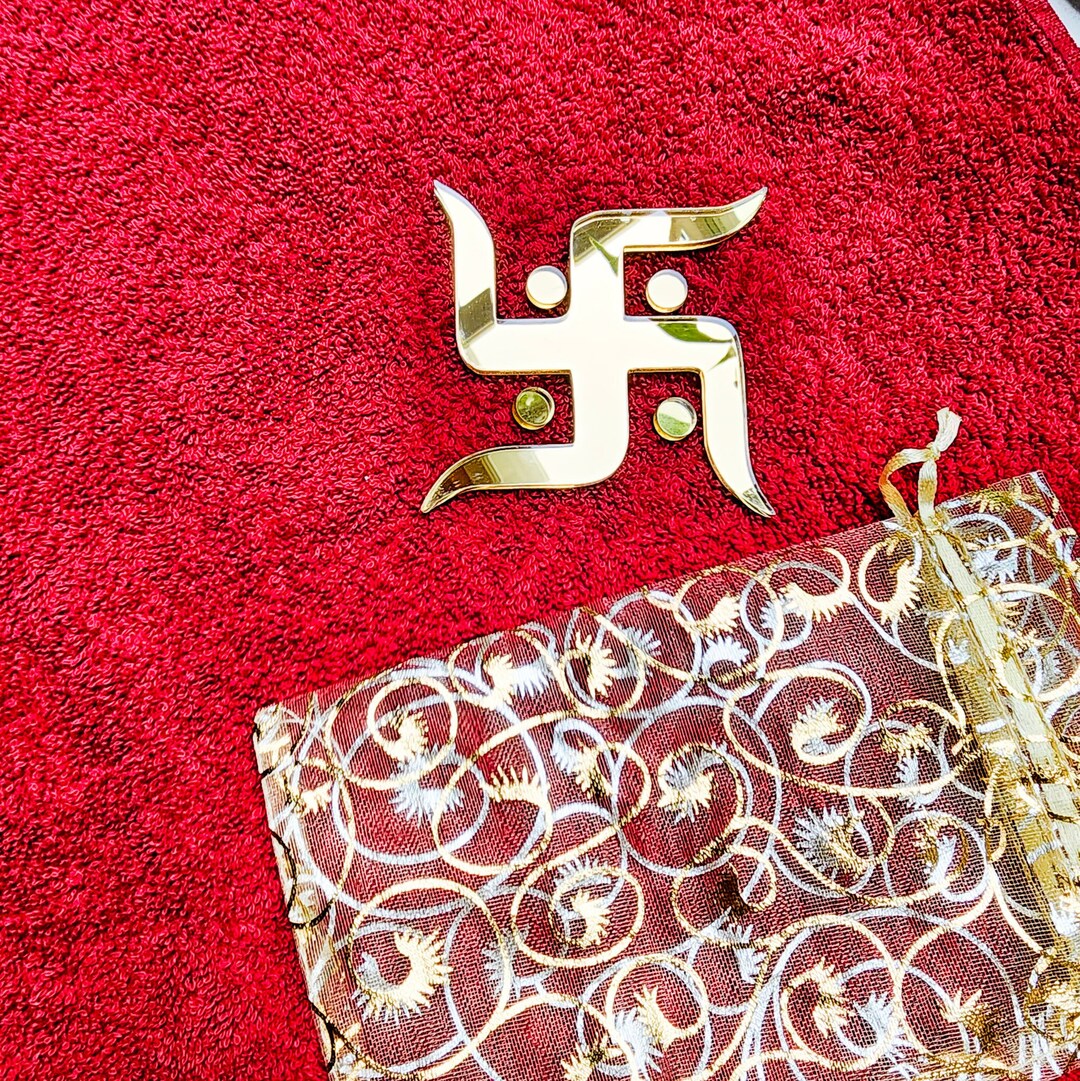 Diwali Pooja, Gifts, 3" Gold Indian Swastik, 3D Gold Acrylic Stickers ...