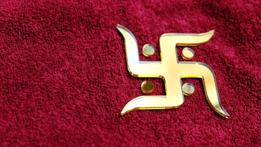 Custom Size Gold Hindu Swastik Indian for Door, 3D Gold Acrylic ...