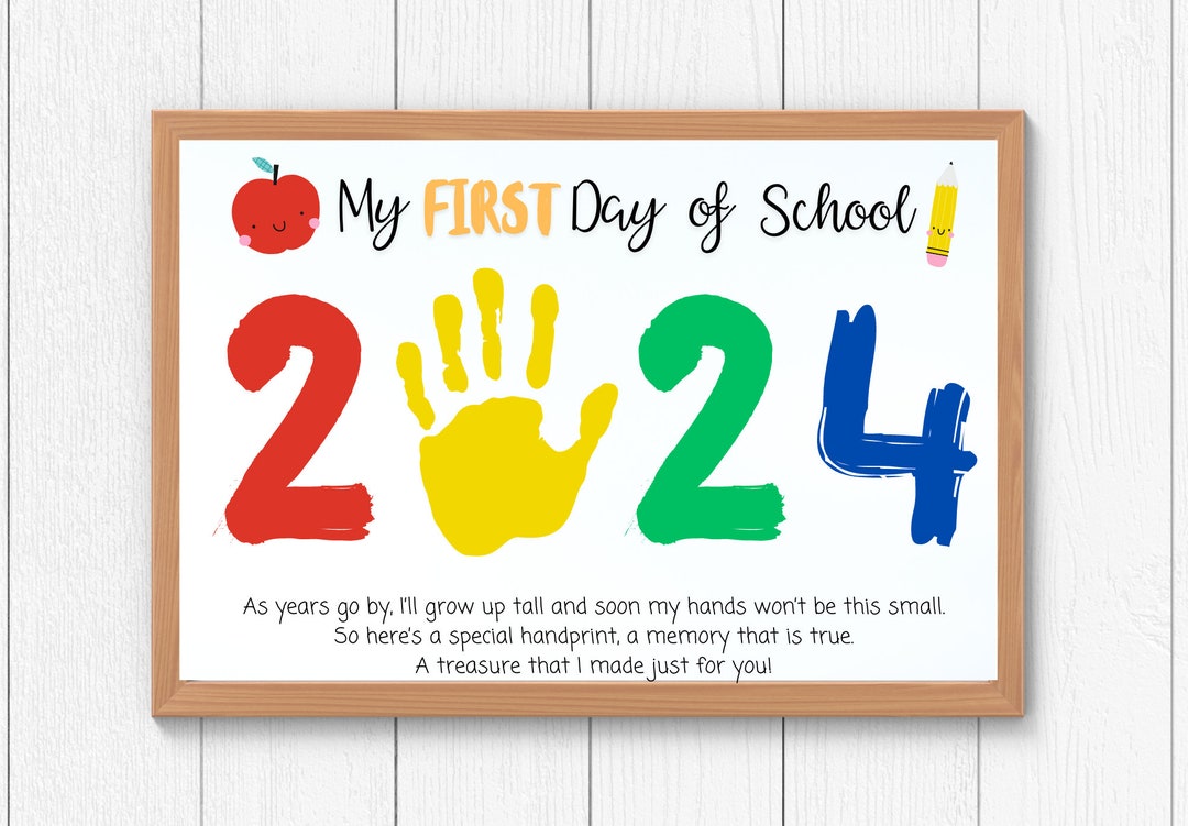 First Day of School/back to School Handprint Digital Print - Etsy