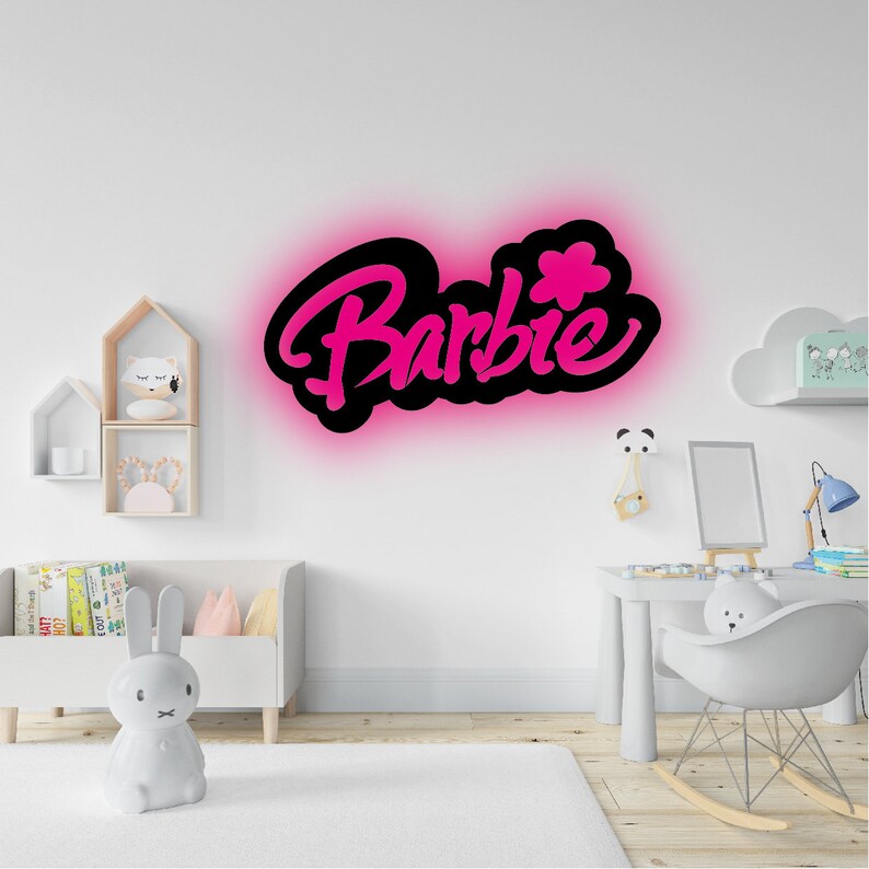 Barbie Led Sign Lighted Wall Decor Led Light Frame Lighted Barbie Decor ...