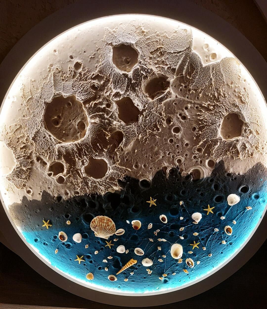 Sea Concept and Moon Led Sign, Moon Light Wall Art,moon Led Light ...