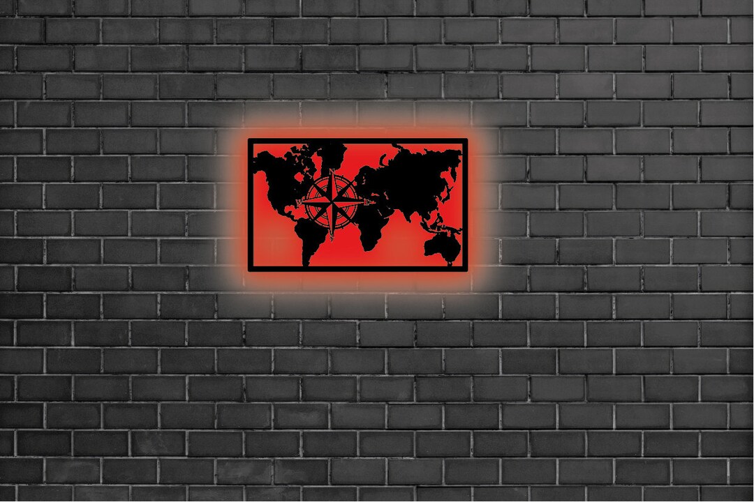 Map Led Sign Led Light Frame Lighted World Map RGB Color Changing Led ...