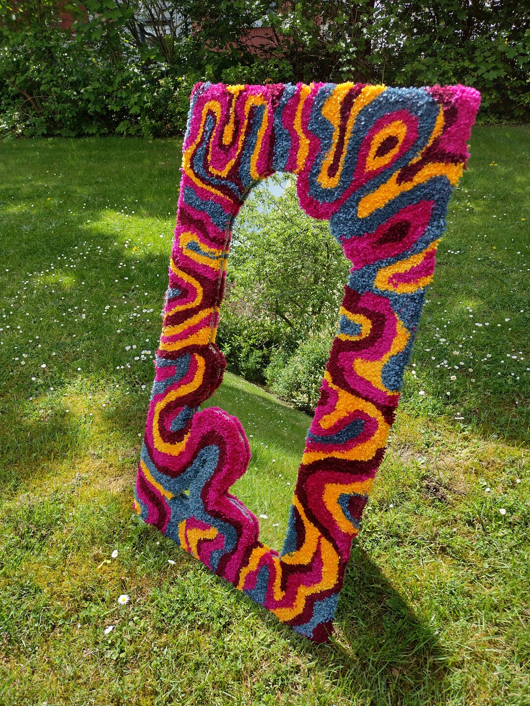 Handmade Tufting Gun Mirror Carpet Mirror Tufted Rug Mirror in Purple ...