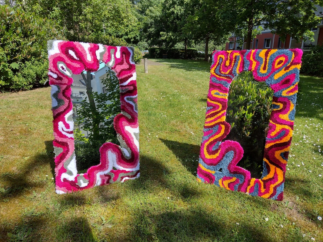 Handmade Tufting Gun Mirror Carpet Mirror Tufted Rug Mirror Pink Pink ...