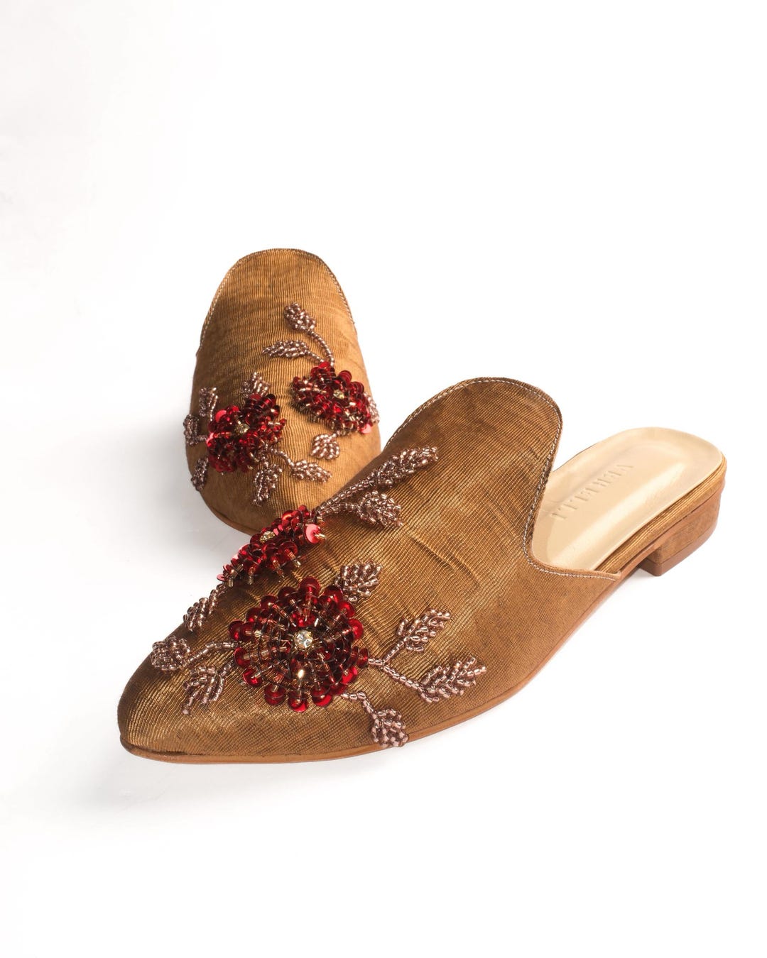 Handmade Beaded Bridal Slippers: Kutnu Fabric Boho Slides - Etsy