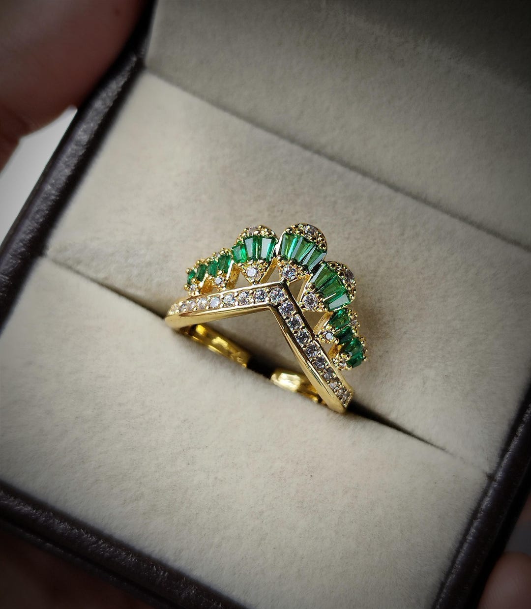 Green Garnet Tsavorite Taper Cut Band/ January Birthstone Sterling ...