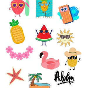 Summer Sticker Set of 36 Cute Summer Vibe Summer Stickers Png File ...