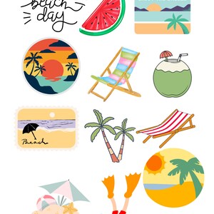 Summer Sticker Set of 36 Cute Summer Vibe Summer Stickers Png File ...