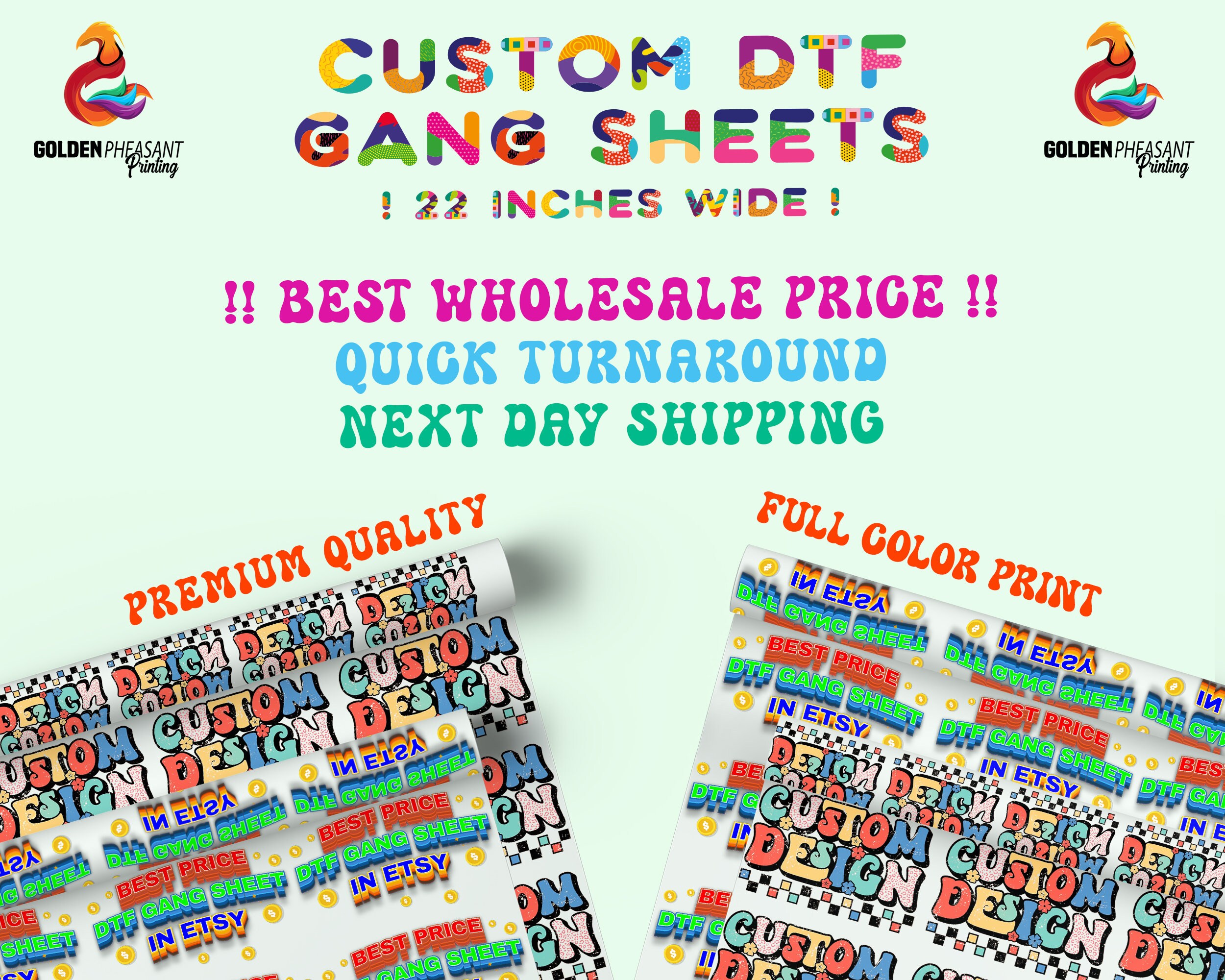 DTF Transfers Ready for Press, DTF Gang Sheet, Shirt Heat Transfer ...