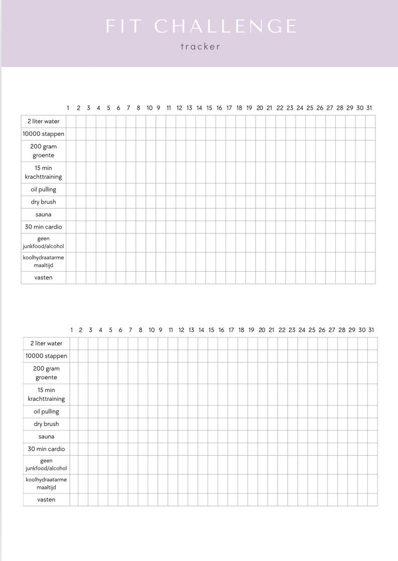 Fit Challenge Tracker - Etsy