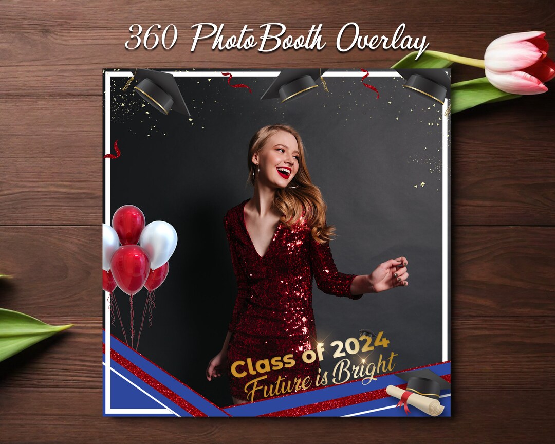 Graduation 360 Photo Booth Overlay With Golden Sparkle. Golden Frame ...