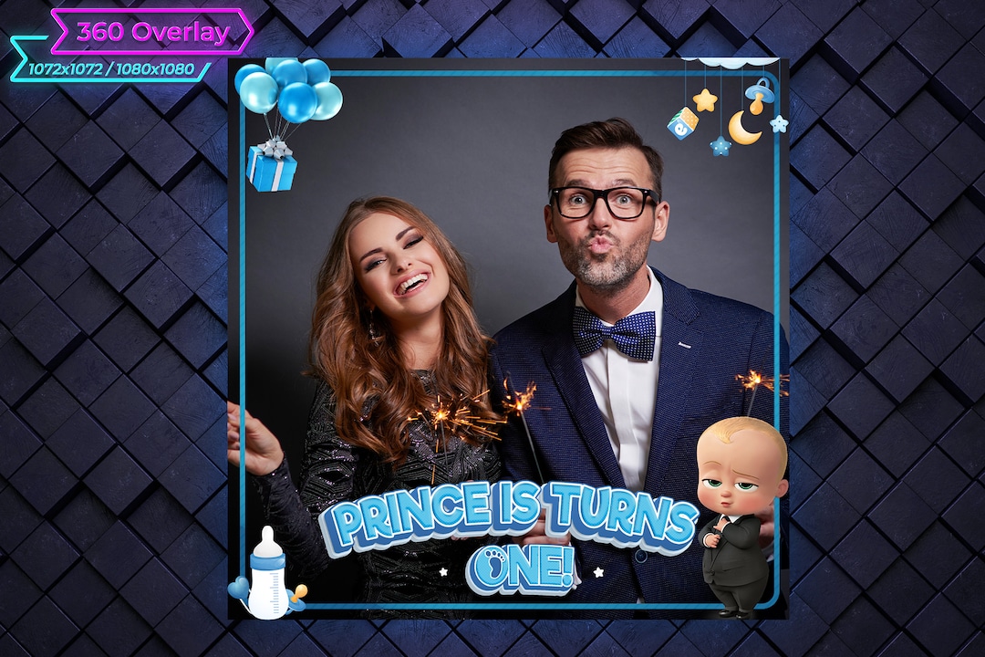 Boy Birthday 360 Photo Booth Overlay: Baby Shower Template (digital ...