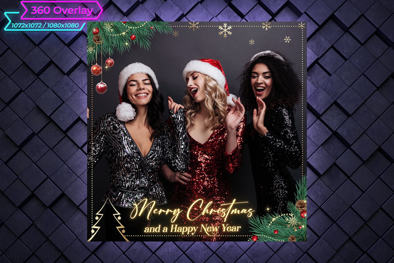 Christmas 360 Photo Booth Overlay. New Year 360 Booth Template. 360 ...