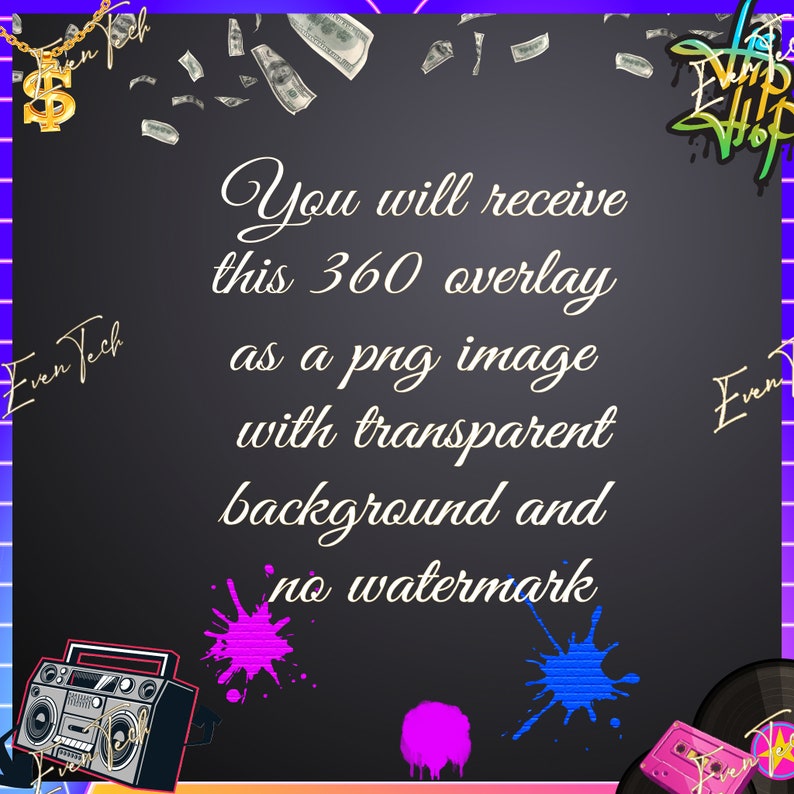 90s Retro Party 360 Photo Booth Overlay. 90s Hip Hop 360 Video Booth ...