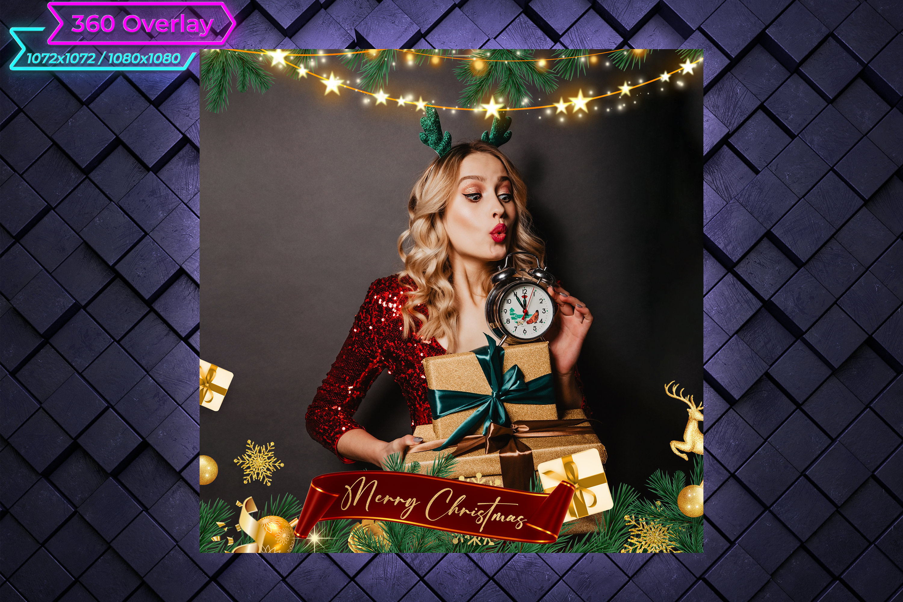 Christmas 360 Photo Booth Overlay. New Year 360 Booth Template. 360 ...