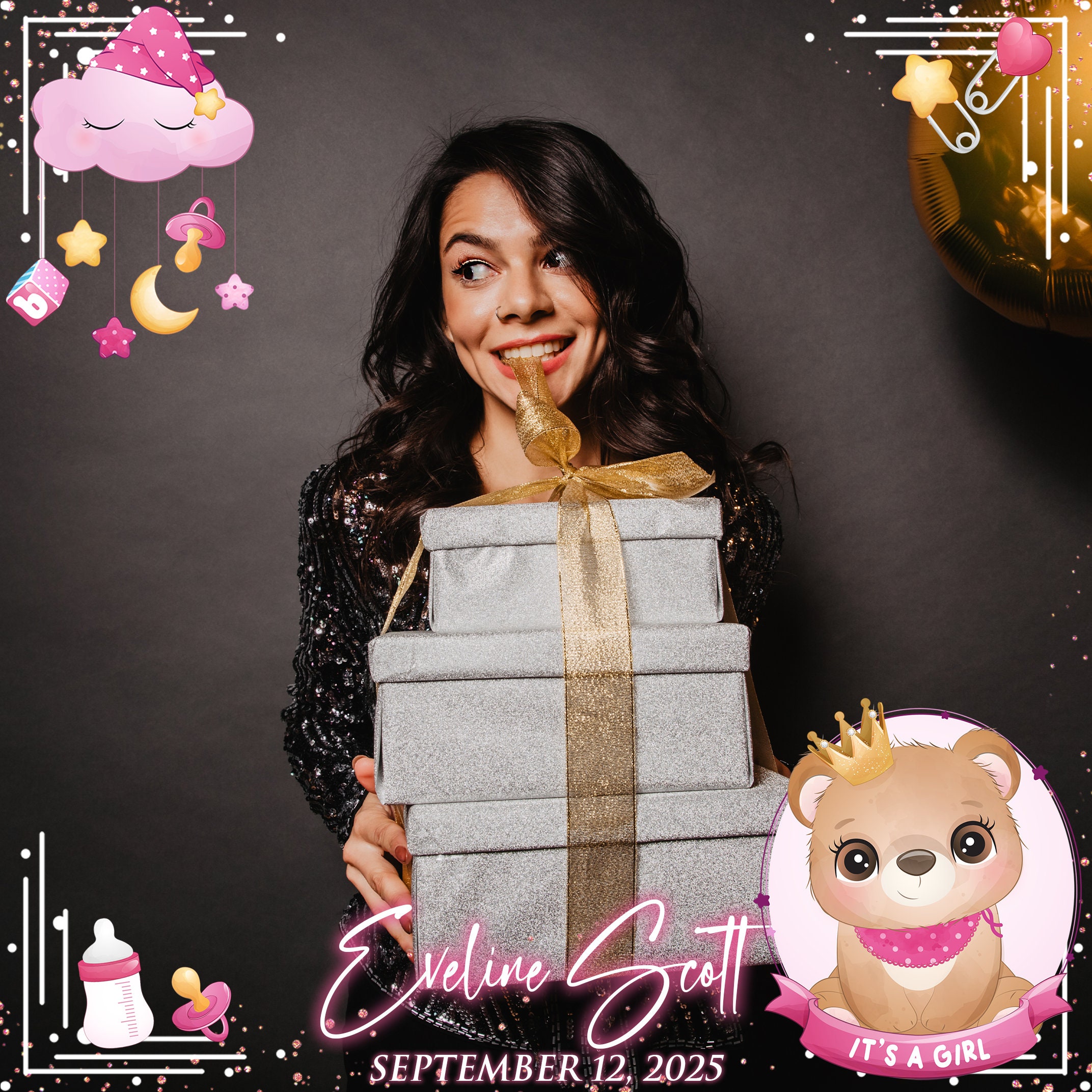 Girl Baby Shower 360 Photo Booth Overlay (digital Download) - Etsy