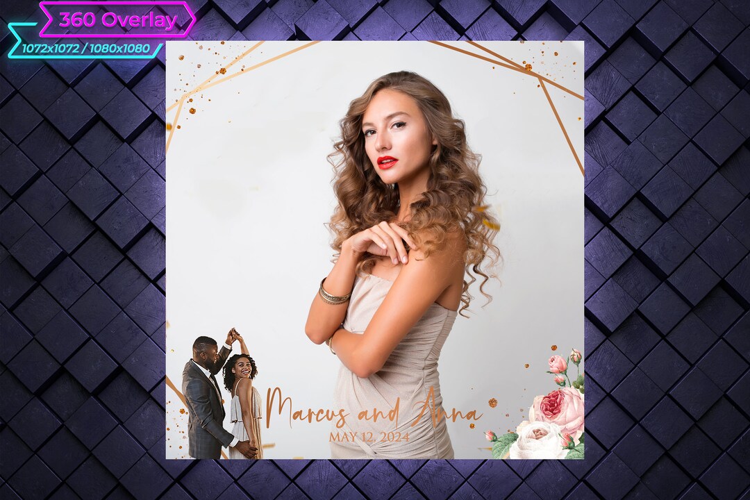Golden Elegant 360 Photo Booth Overlay. Wedding 360 Booth Template. 360 ...