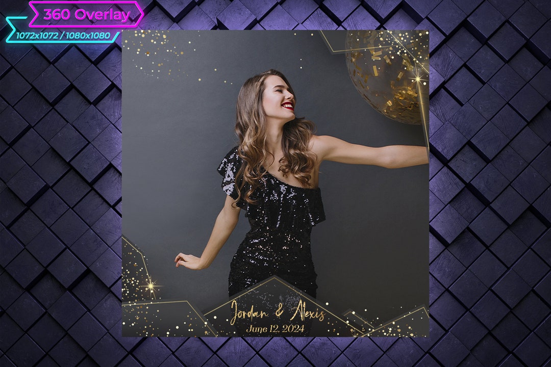 Gold and Black 360 Photo Booth Overlay. Wedding 360 Booth Template. 360 ...