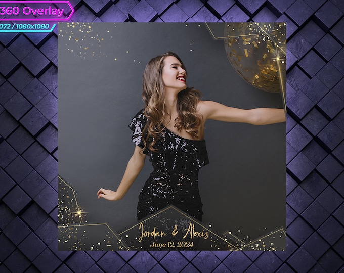 Gold and Black 360 Photo Booth Overlay. Wedding 360 Booth Template. 360 ...