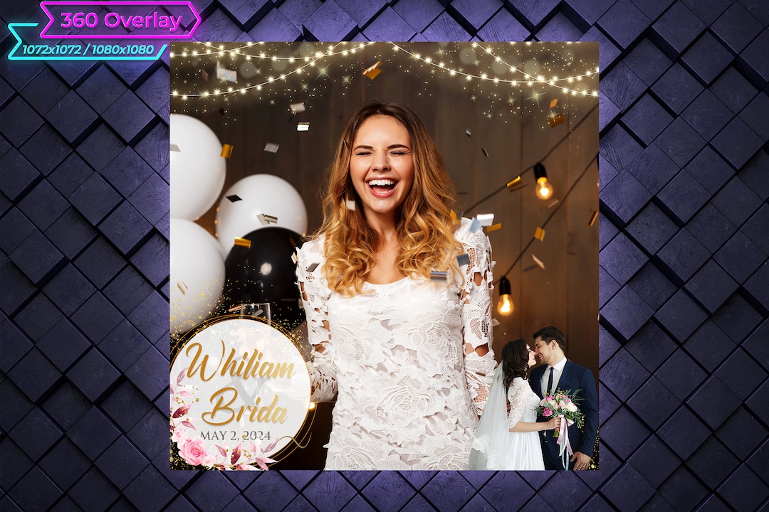 Golden Lights 360 Photo Booth Overlay. Wedding 360 Booth Template. 360 ...