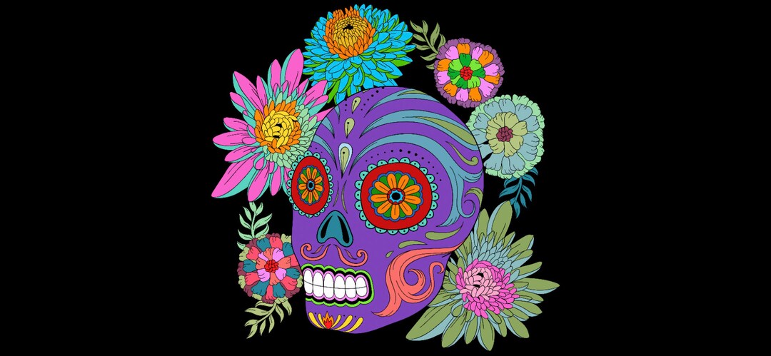 Day of the Dead Calavera Skull Digital Art - Etsy