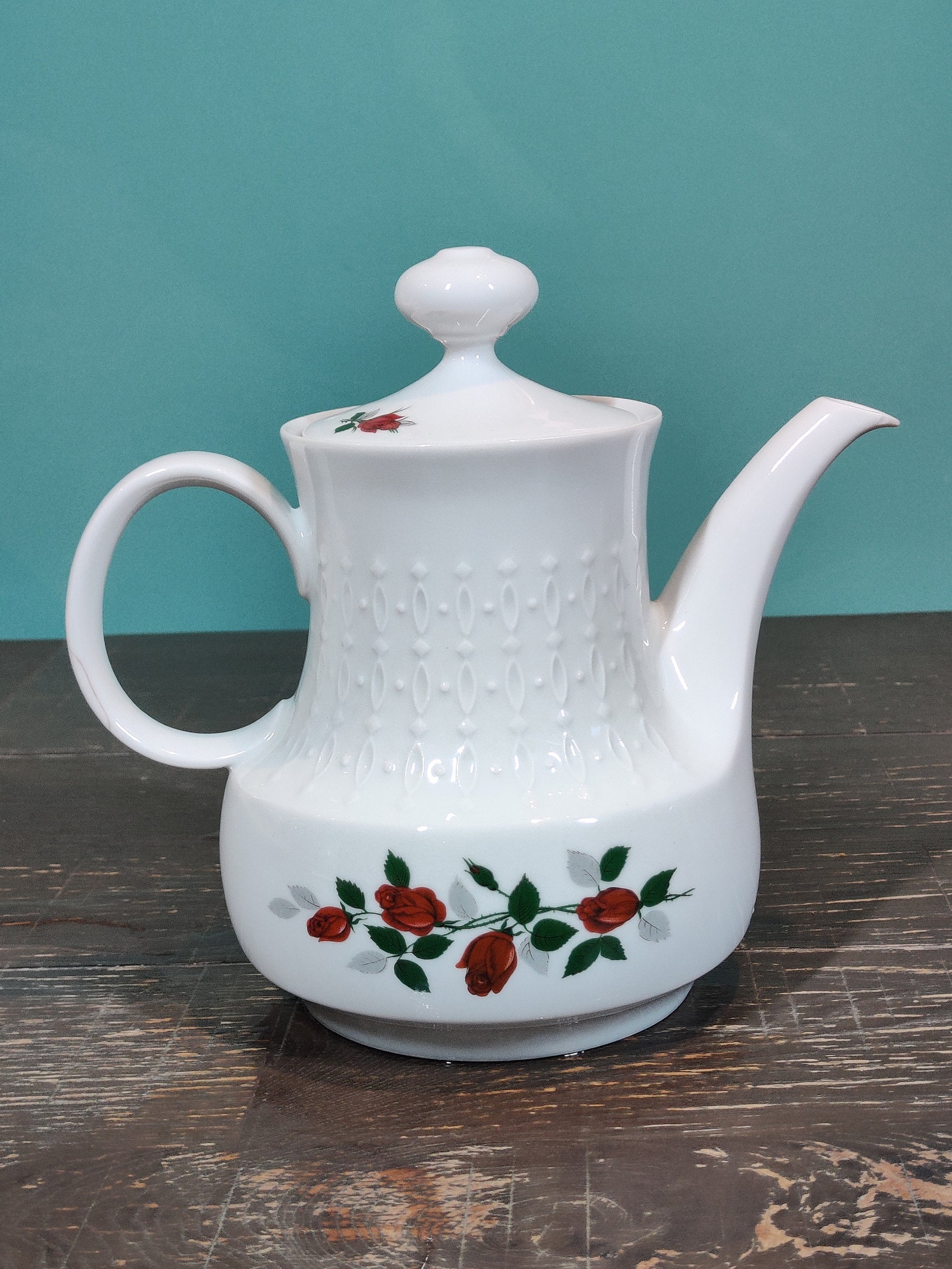 Vintage Porcelain Teapot With Red Roses Made by Mitterteich Bavaria ...