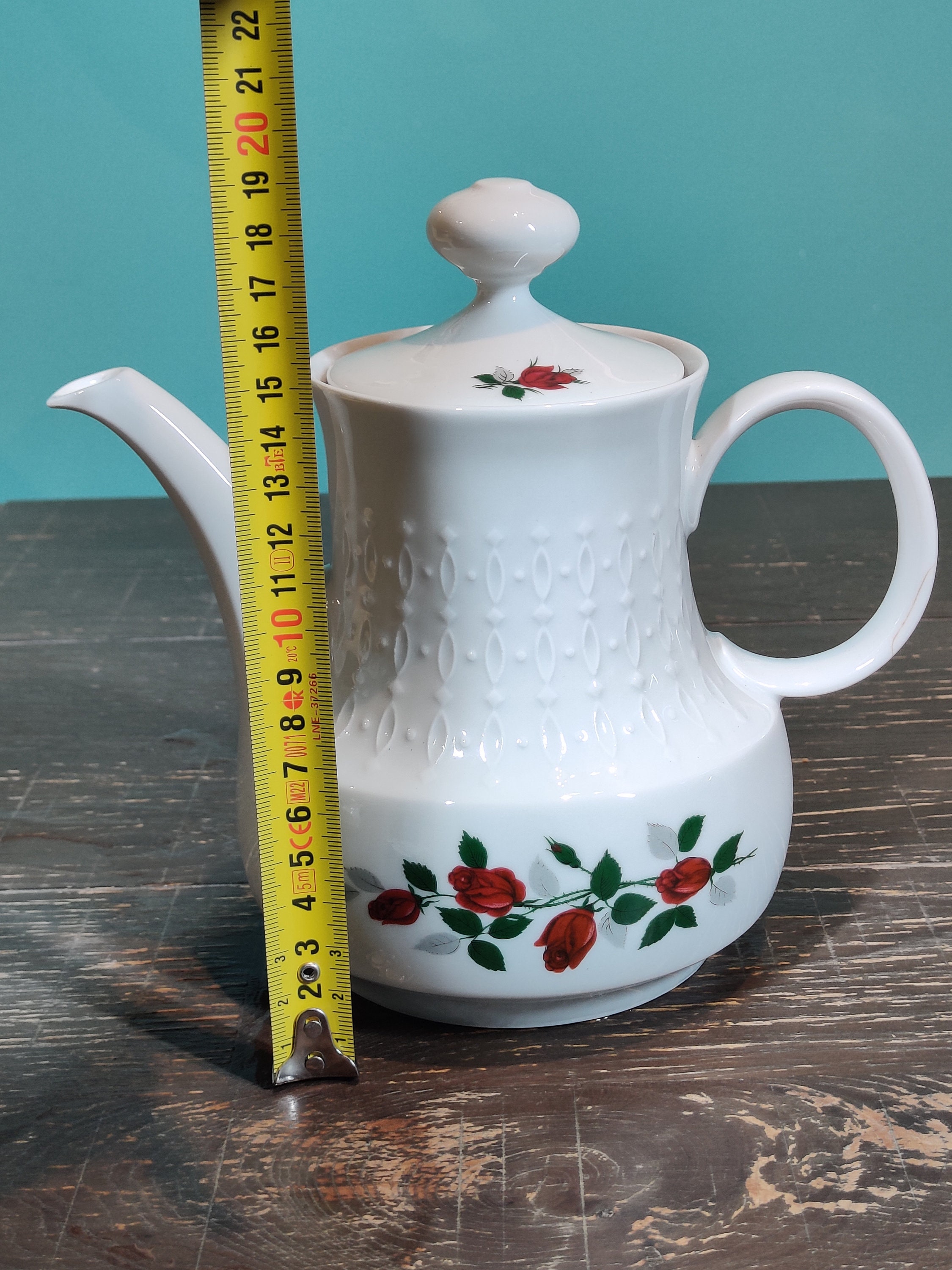 Vintage Porcelain Teapot With Red Roses Made by Mitterteich Bavaria ...