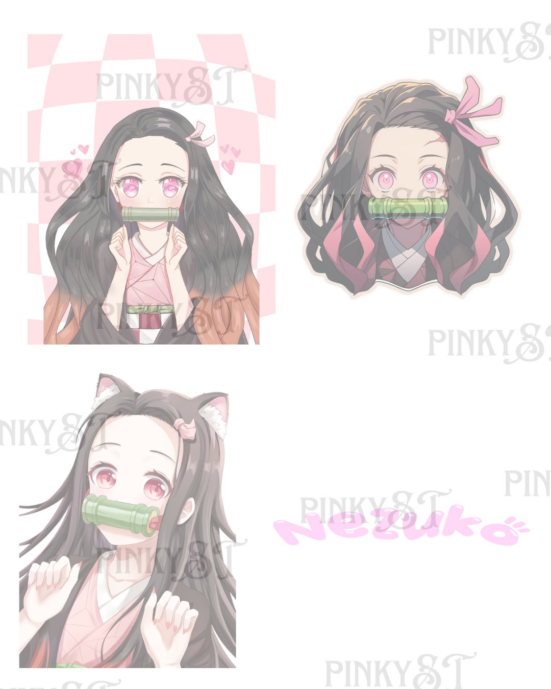 Nezuko Kamado 4 Designs PNG Sublimination Design, Digital File, Anime ...
