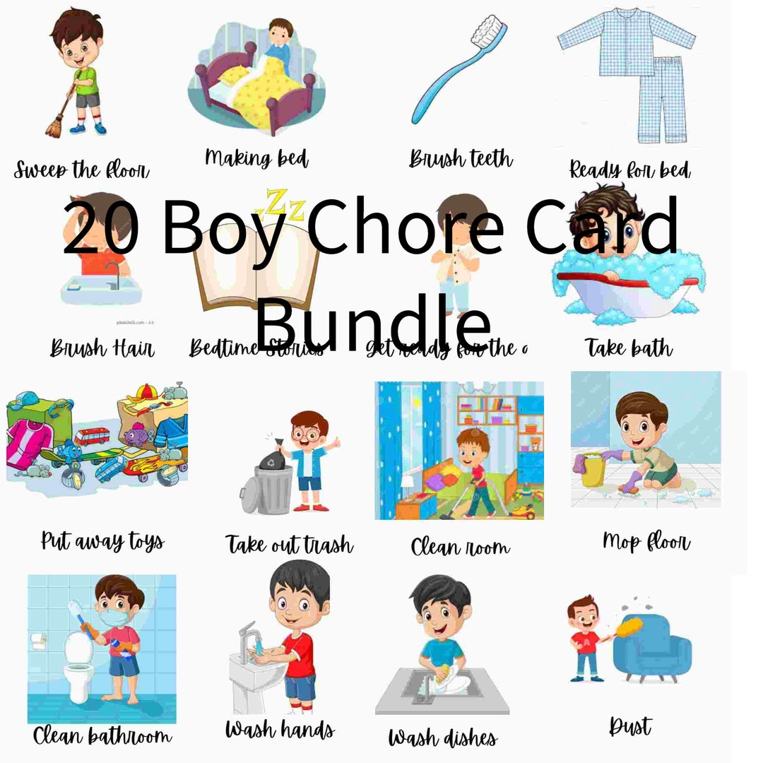 20 Boy Chore Card Bundle Printable Cards Digital Print - Etsy Australia