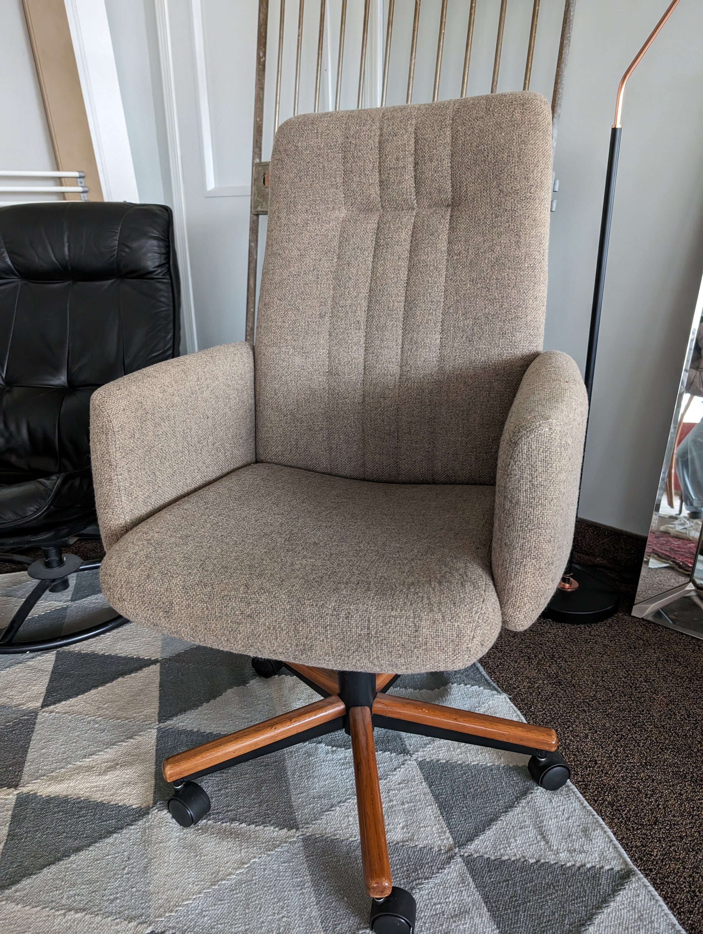 Vintage Chromcraft MCM Tweed Office Chair - Etsy