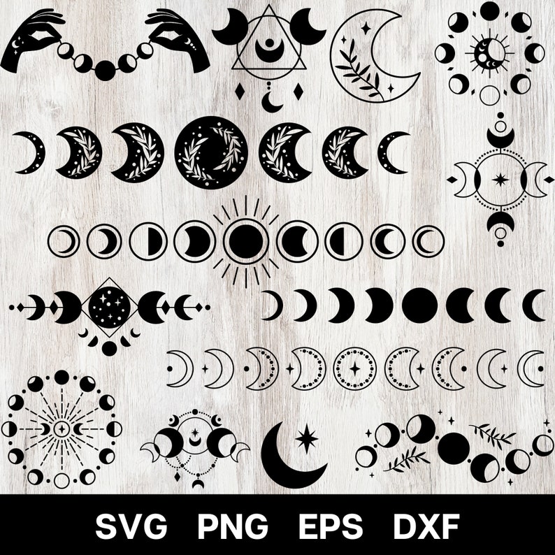 Moon Phases Svg, Celestial Svg, Moon Phase Svg, Crescent Moon Svg ...