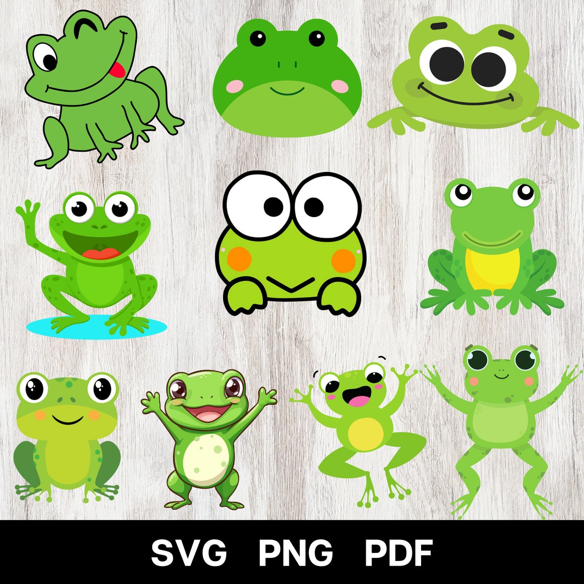 Green Frog Svg Bundle, Frog Svg, Frog Clipart, Cute Frog Svg, Swimming ...