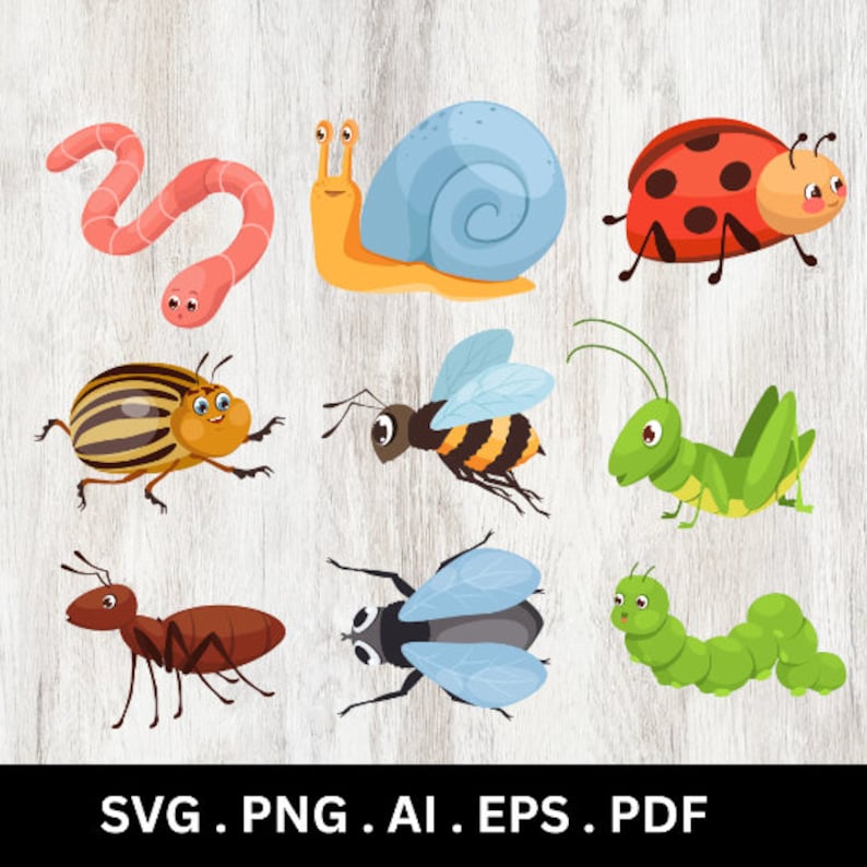 Insecto svg, Ladybug svg, Cute Bugs svg Bundle, Insect Clipart, Spring ...
