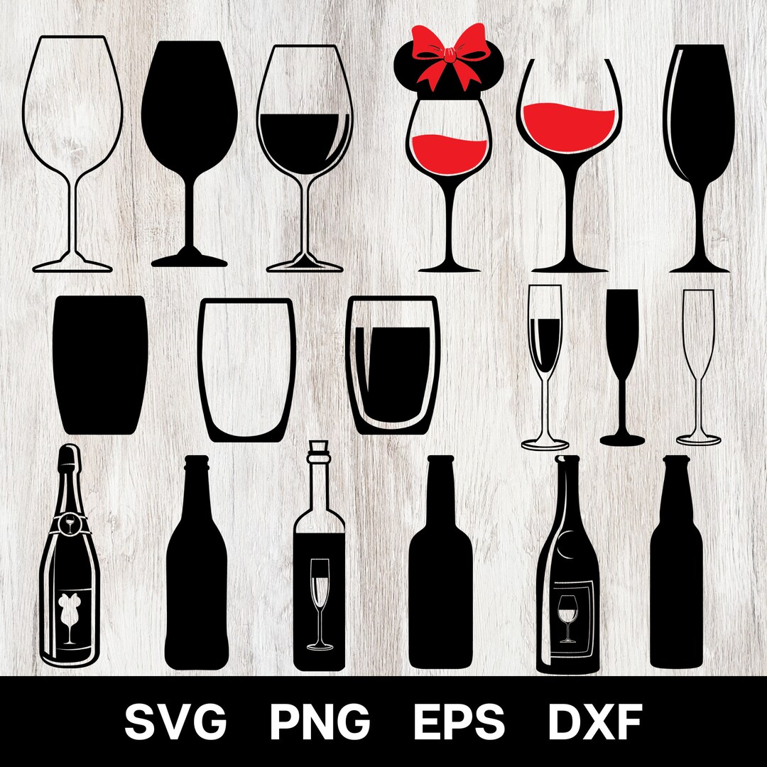 Copas de vino svg, Imágenes prediseñadas de vino, Botellas de vino svg ...