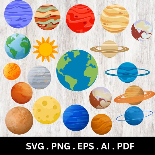 Planets Svg, Space Svg, Solar System Svg, Sun Svg, Planet Clipart ...