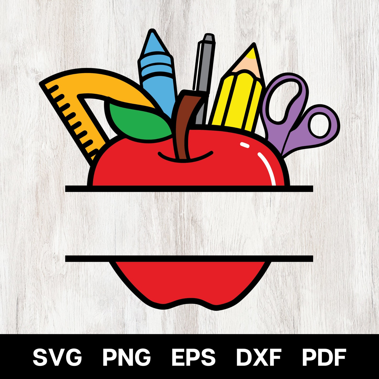 Apple Split Monogram Svg Apple Name Frame Svg Teacher Svg Teacher