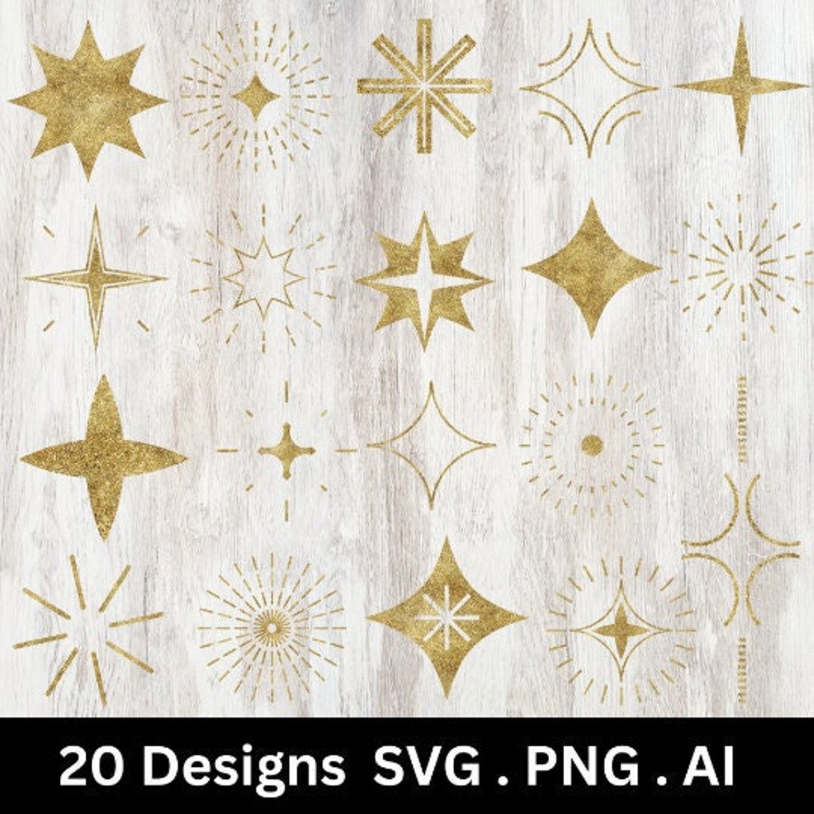 Stars Svg Sparkle Svg Bundle Stars Png Gold Stars Clipart - Etsy