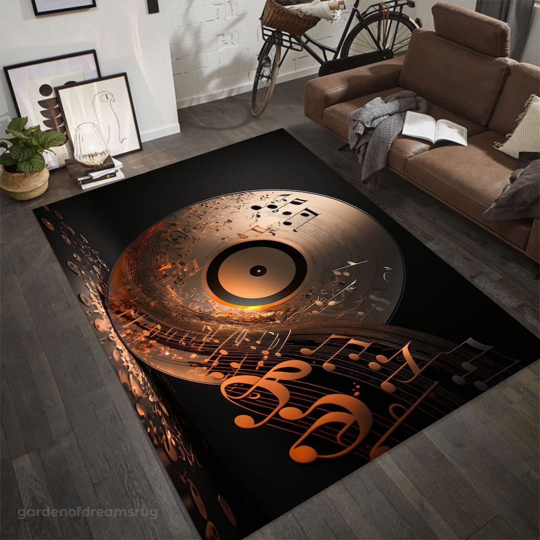 Record Rug, Music Rug, Musical Note Rug, Living Room Rug, Music Room ...