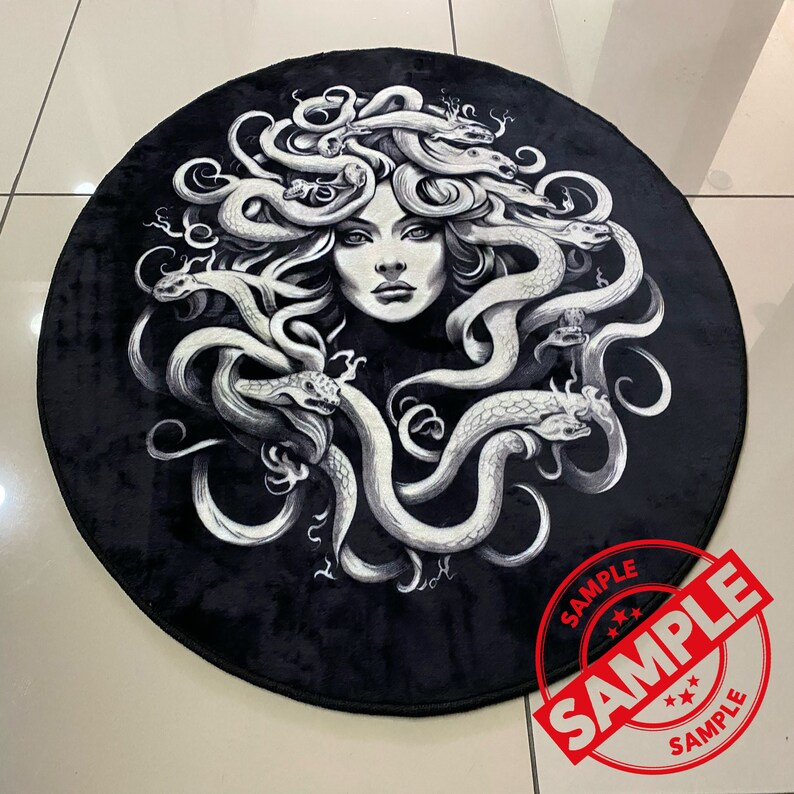 Medusa Rug, Medusa Decor, Enchanting Rug, Greek Mythology Rug, Non Slip ...