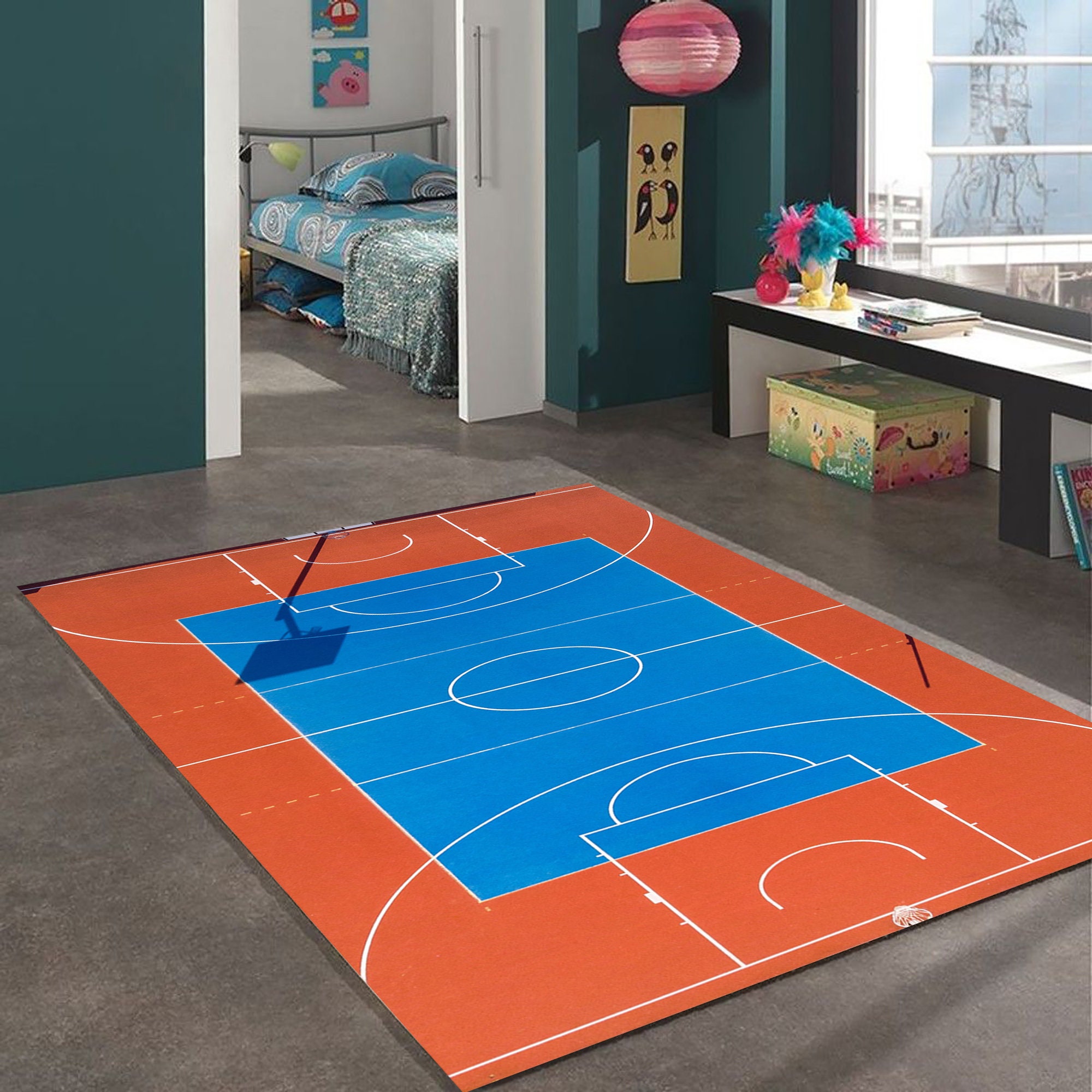 Basketball Rug, Basketball Court Rug, Playroom Carpet, Game Rug ...
