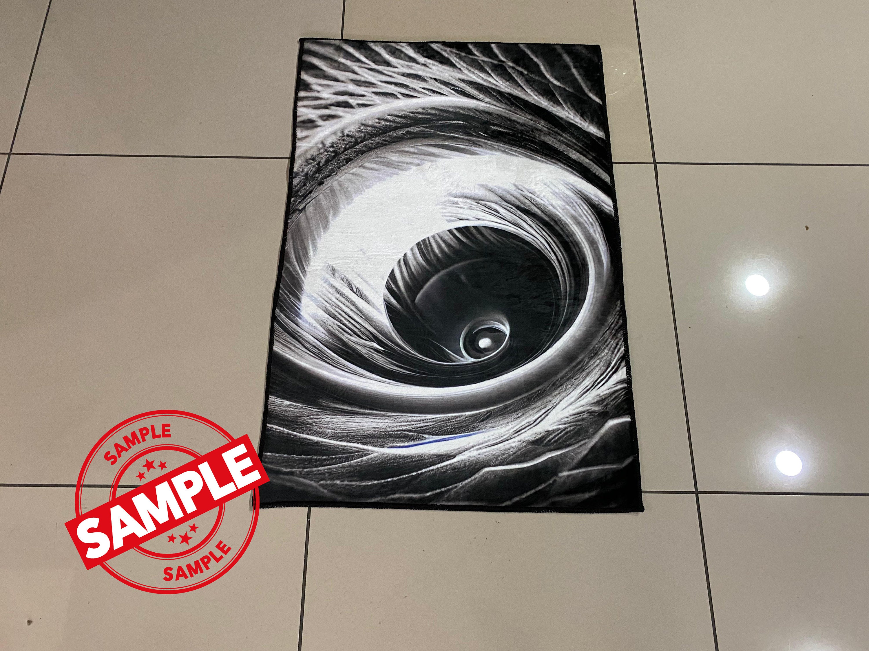 Optical Illusion Rug, Vortex Rug, Dark Navyblue Rug, 3D Area Rug, Home ...