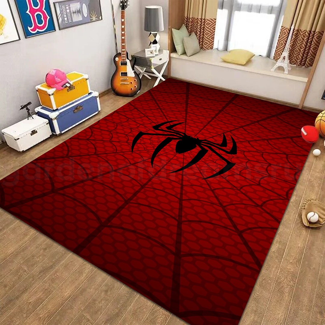 Spiderman Rug, Spider Web Rug, Spiderman Decor, Fantastic Rug, Boy Room ...