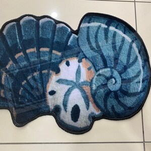 Tufted Look Bath Mat, Sea Shell Bath Mat, Soft Bath Mat, Non Slip Mat ...