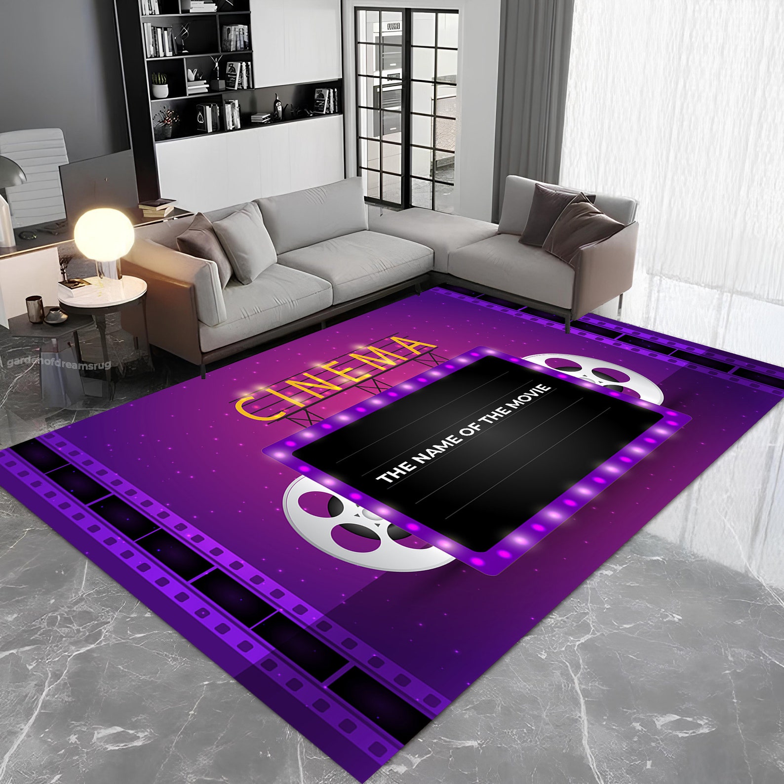 Movie Rug, Movie Room Rug, Movie Room Decor, Customizable Movie Rug ...