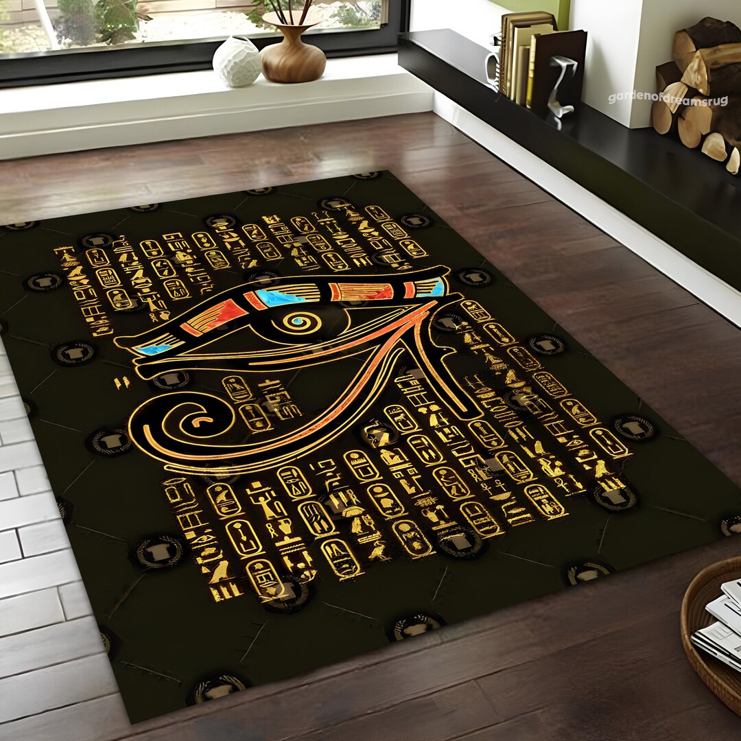 Horus Eye Rug, Ancient Egypt Rug, Egypt Decor, Rugs for Living Room ...