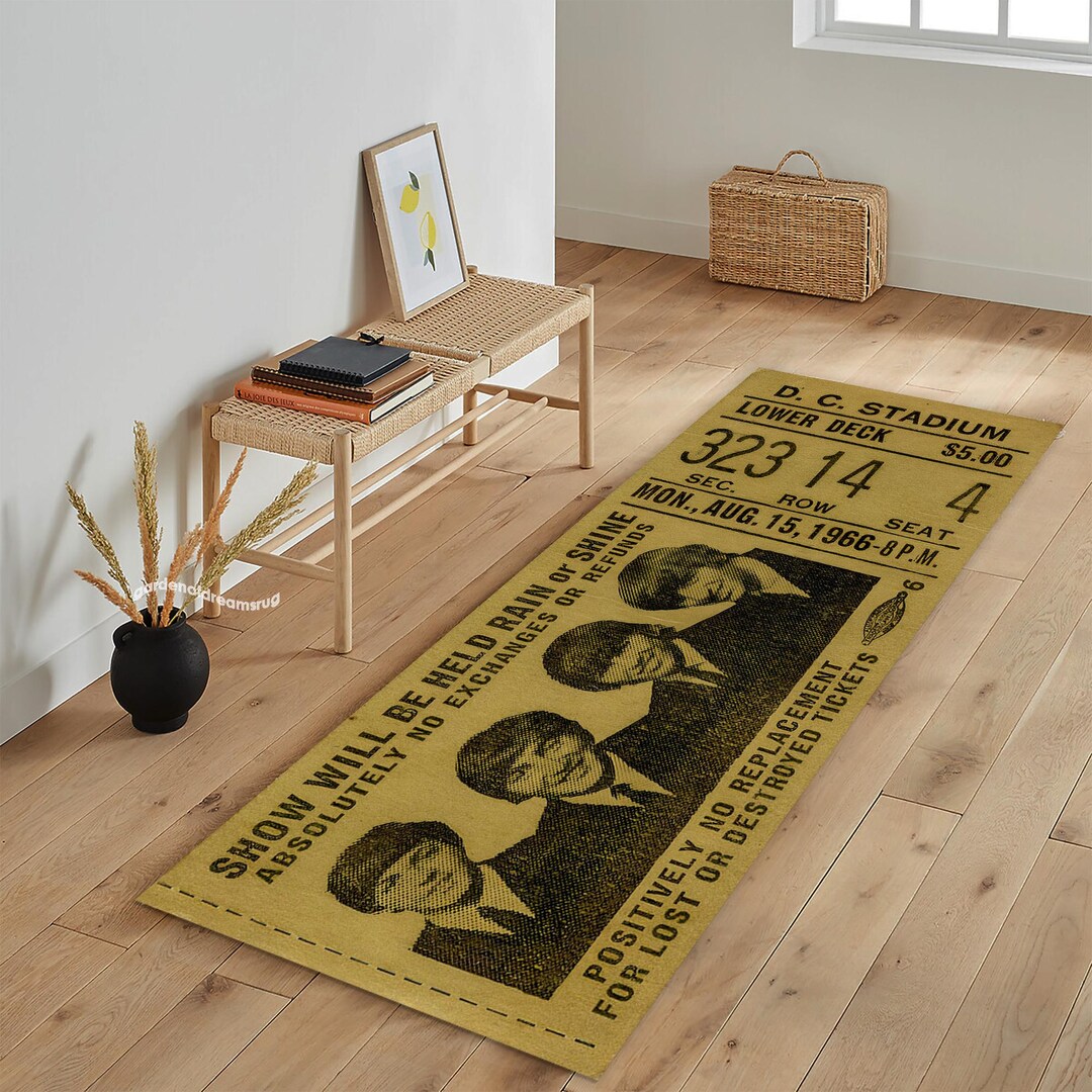 Beatles Ticket Polyester Rug: Retro Concert Design - Etsy