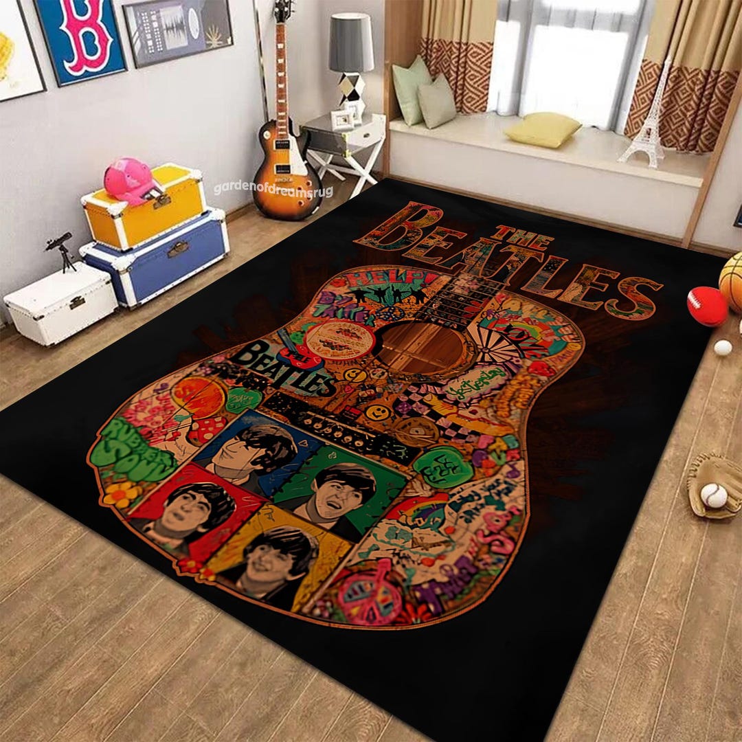 The Beatles Rug, Beatles Guitars Rug,music Band Rug,musician Room Rug ...