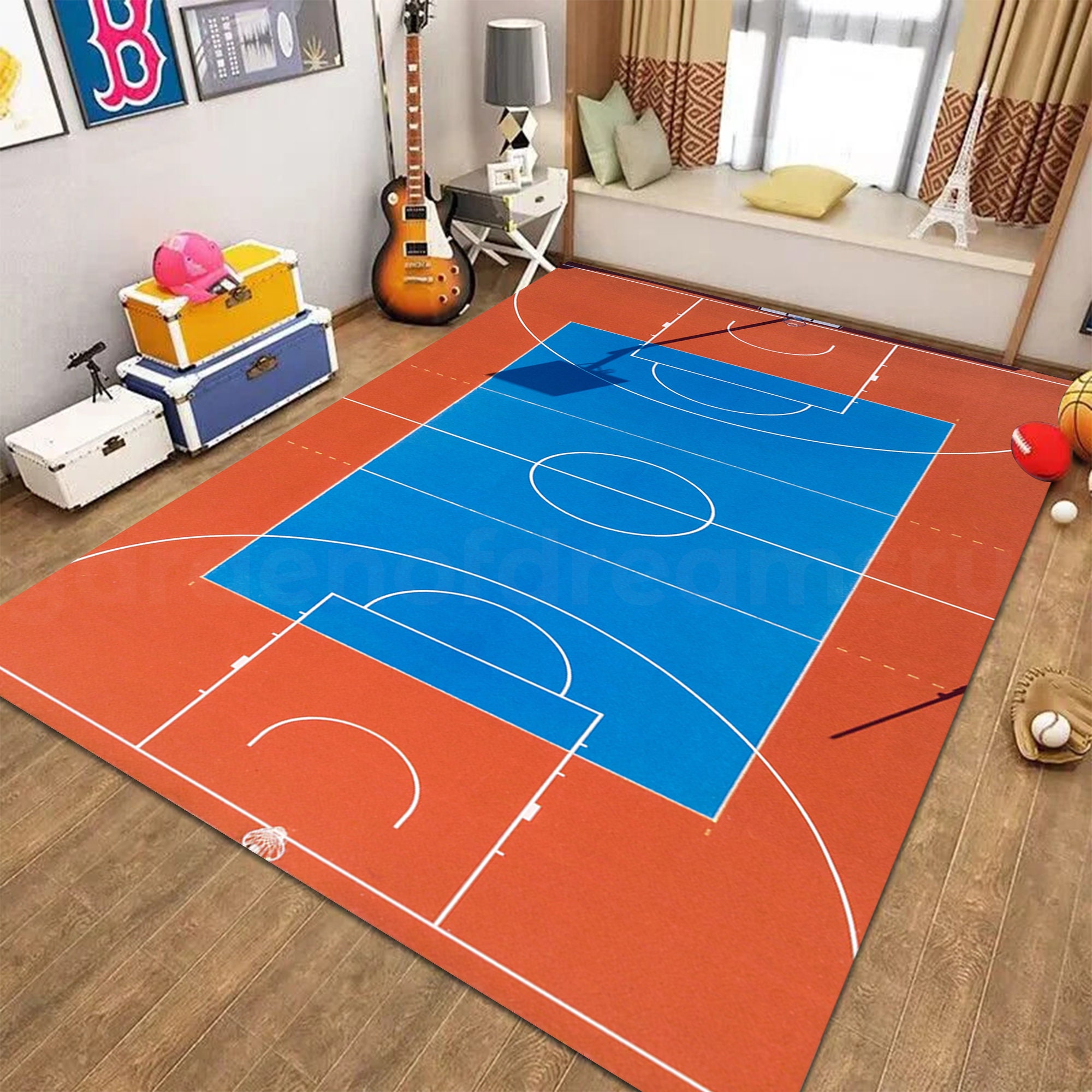 Basketball Rug, Basketball Court Rug, Playroom Carpet, Game Rug ...