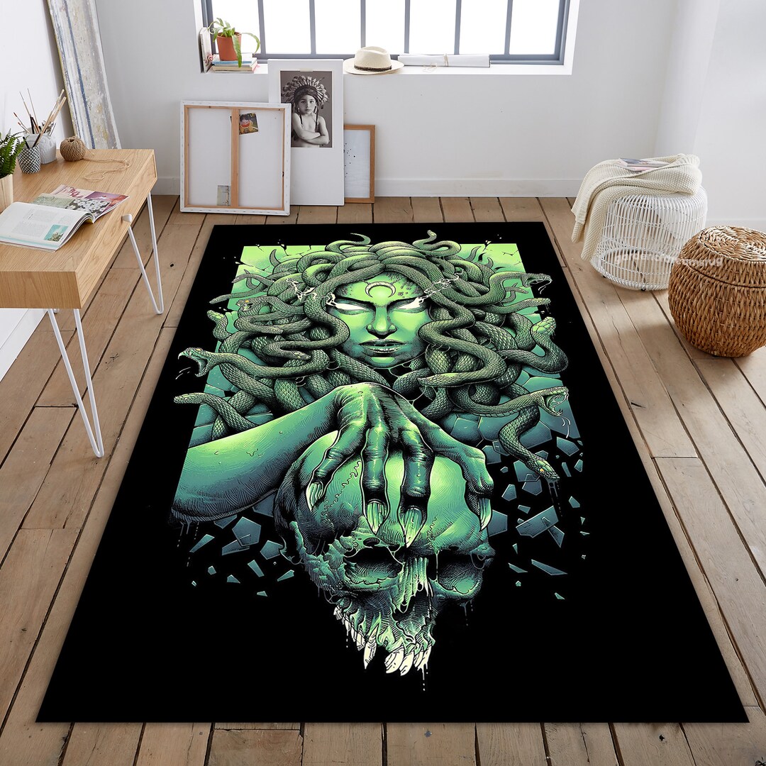Medusa Rug, Medusa Decor, Skull Rug, Greek Mythology Rug, Home Decor ...